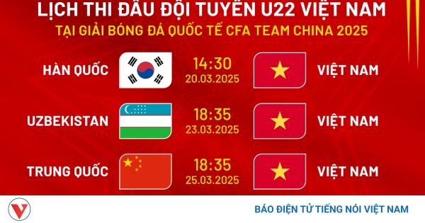 Lịch thi đấu ĐT U22 Việt Nam tại giải bóng đá quốc tế 2025